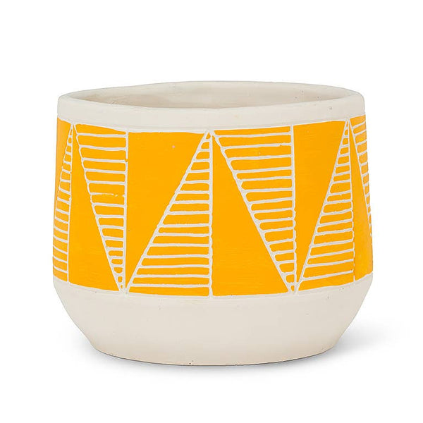 Yellow Large Etched Planter-6.5"D – Bemis Honey Bee Farm