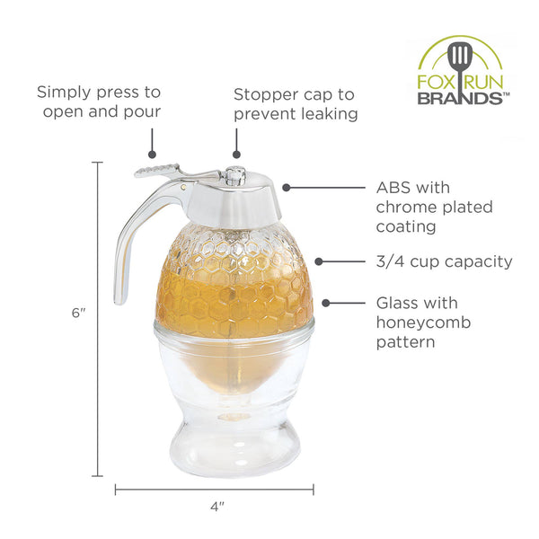 Fox Run Glass Honey, Syrup Dispenser, 6-Ounce – Bemis Honey Bee Farm